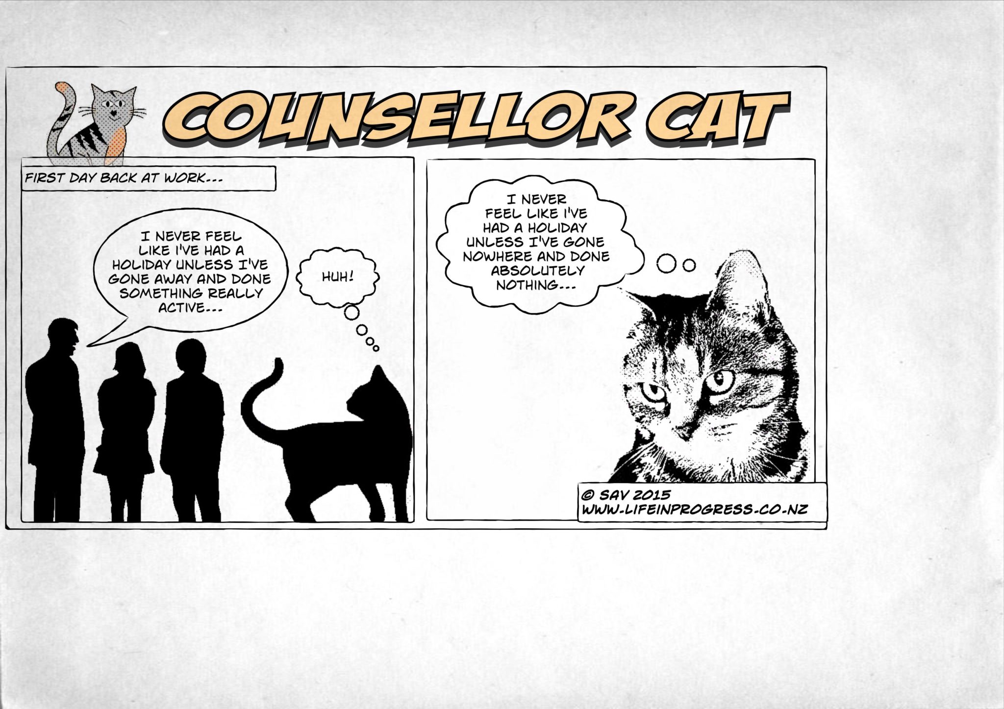 Counsellor Cat Cartoons - Life In Progress - Auckland Counselling