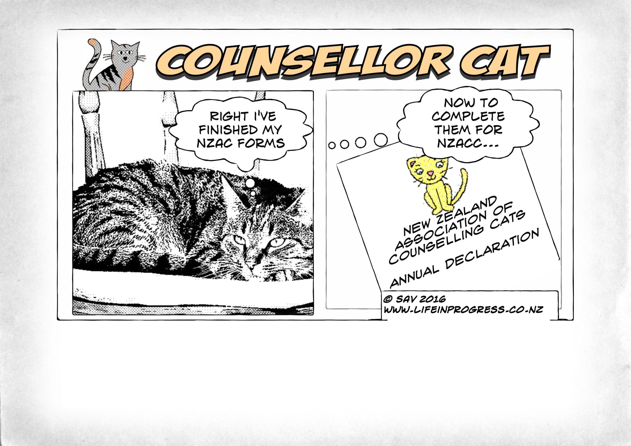 Counsellor Cat Cartoons - Life In Progress - Auckland Counselling